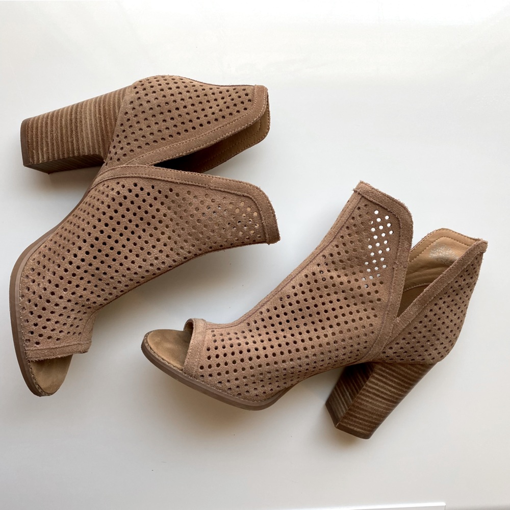 Lucky Brand Larise Laser Cutout Open Toe Leather Boot… - Gem